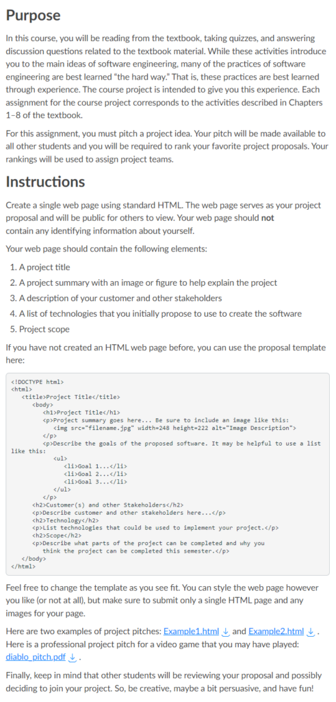 Planning a Software Engineering Project - UWEX Instructional Design