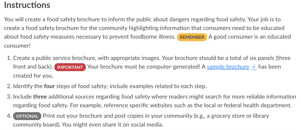 Creating a Food Safety Brochure - UWEX Instructional Design